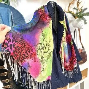 Accessories | Gauzy Wool Animal Print Multicoloured Scarfbody Wrap W ...